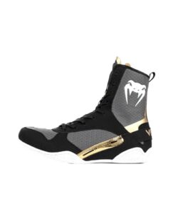 venum elite boxing shoes - black/white-gold