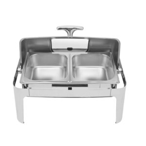 panetnya 13.5l chafing dish buffet set,stainless steel professional chafers and buffet warmers set with visible window,food warmer for homes,kitchens,restaurants (2 grid)