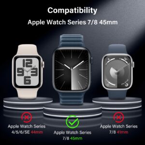 UniqueMe Compatible for Apple Watch Series 8/7 Screen Protector 45mm,[9H Tempered glass] [Metal Frame] Full-Coverage Anti-Scratch Non-Bubble High-Touch for iWatch 45 mm-2 Pack