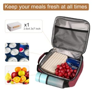 NZOLIA Lunch Box for Men/Women Leakproof Small Lunch bag Reusable Food Safe Durable Lunch container Compact Cooler Tote for Office Work Picnic Hiking Beach Fishing-Red