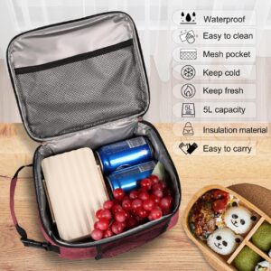 NZOLIA Lunch Box for Men/Women Leakproof Small Lunch bag Reusable Food Safe Durable Lunch container Compact Cooler Tote for Office Work Picnic Hiking Beach Fishing-Red