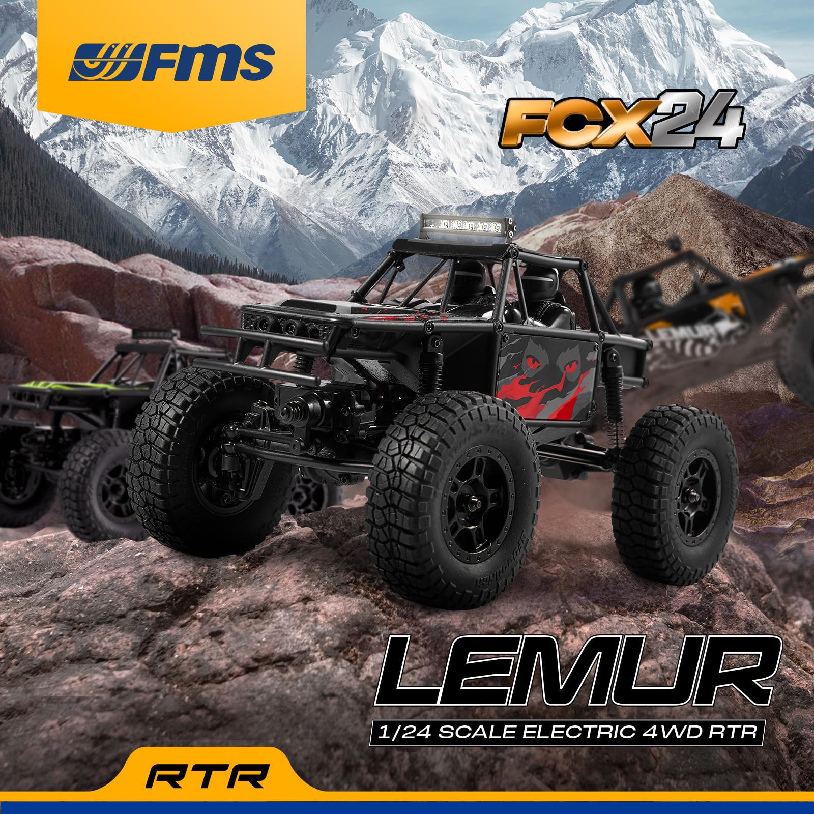 BEEZRC FMS 1/24 RC Crawler Lemur RTR FCX24 4WD 2.4GHz RC Rock Truck RC Car Offroad Mini Model Car Hobby Grade Remote Control Car with LED Lights (Green) FMS12404RTRGN