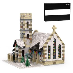 clearedge winter church modular architecture church of the nativity building toys set, moc-147549 house construction blocks for adults, compatible with (1709 pieces)