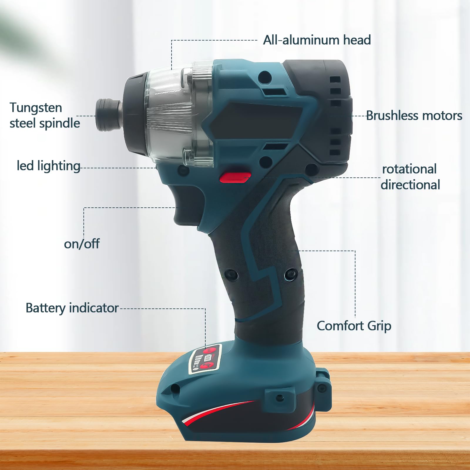 Drill Machine Compatible with Makita 18V Battery Cordless Impact Driver Drill Variable Speed Electric Brushless Drill Power Tool for Drilling Wood Metal & Screwing (No Battery)