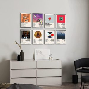 TWNSLLA Kanye Poster Set of 8, Kanye Album Cover Limited Edition Posters, Rapper Music Album Cover Posters for Room Aesthetic, Canvas Wall Art Prints for Teens, Girls Room Decor (8x10inch, unframed)