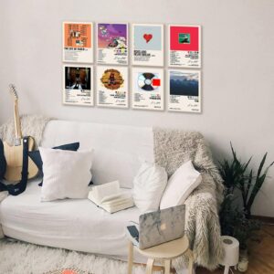 TWNSLLA Kanye Poster Set of 8, Kanye Album Cover Limited Edition Posters, Rapper Music Album Cover Posters for Room Aesthetic, Canvas Wall Art Prints for Teens, Girls Room Decor (8x10inch, unframed)