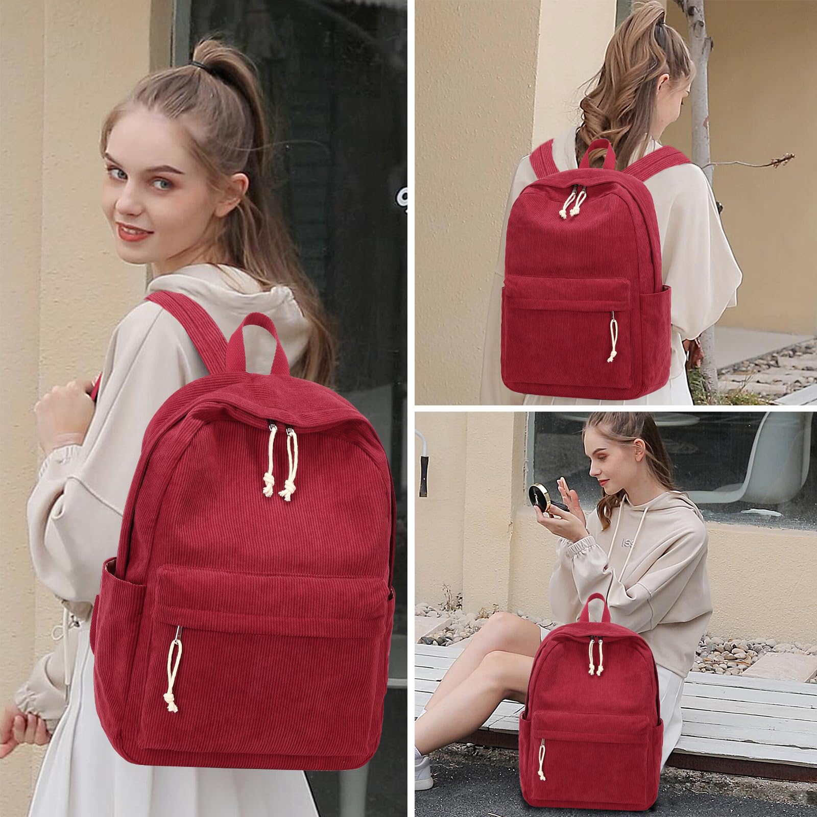 School Backpack for Teens Large Corduroy Bookbag Lightweight 17 inch Laptop Bag for Girls Boys Casual High School College