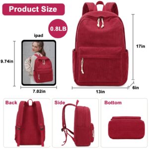 School Backpack for Teens Large Corduroy Bookbag Lightweight 17 inch Laptop Bag for Girls Boys Casual High School College