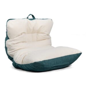 big joe roma bean bag chair, oat sherpa and sage, vegan suede, 3 feet