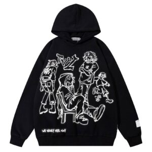 coolmonar mens cartoon graphic hoodies streetwear hooded sweatshirt pullover hip hop fashion y2k hoodies unisex