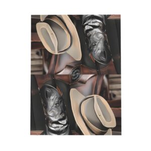 Cowboy Black Hat Western Boots Holiday Greeting Card, Encouragement Card For Loved Ones Or Loved Ones, Blank Inside Includes Envelope Gray