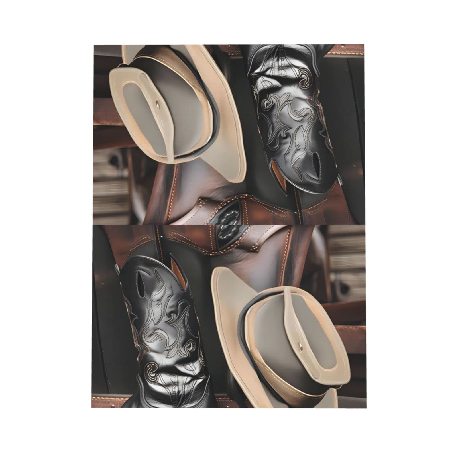 Cowboy Black Hat Western Boots Holiday Greeting Card, Encouragement Card For Loved Ones Or Loved Ones, Blank Inside Includes Envelope Gray