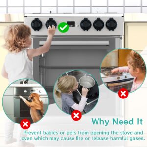 Stove Knob Covers for Child Safety,AOSITE 5 Pack Upgraded Gas Knob Covers for Kids Stove Guard with Strong Adhesive, Durable Design Childproof Oven Knob Locks for Babies and Pets,No Screws or Drill