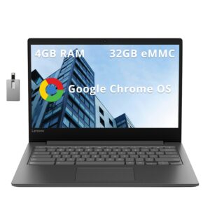 lenovo chromebook s330 14" hd business laptop, mediatek mt8173c processor, mediatek integrated graphics, 4gb lpddr3 ram, 32gb emmc, wi-fi 5, hd webcam, chrome os, black, 128gb hotface usb card