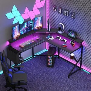 QIAYA Gaming L Shaped Computer Desk, Black