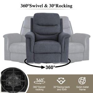 Consofa Swivel Rocker Recliner, Swivel Rocker Recliner Chairs for Adults, Manual Rocking Recliner Chair, 360 Degree Swivel Glider Recliner Chair, Overstuffed Manual Rocking Recliner for Living Room