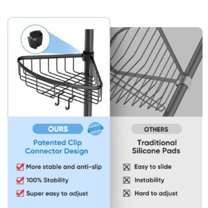 ATKEEN Corner Shower Caddy Tension Pole: Stainless Steel Rustproof Shower Organizer with 4 Tier Adjustable Shelves for Bathroom Bathtub Shampoo Storage Holder-Floor Standing Bath Rack