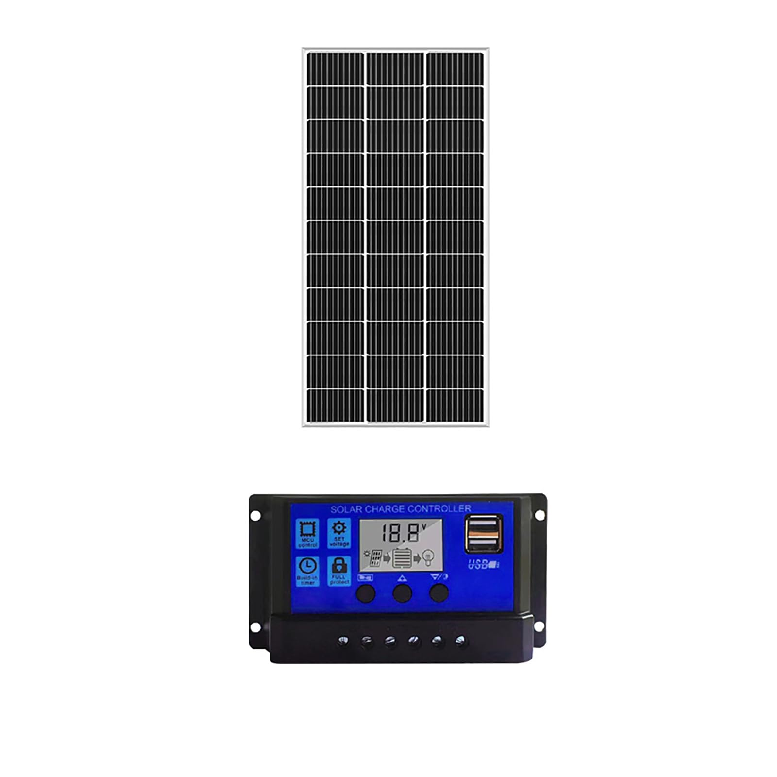 MYRRHE Solar Panel 200w 12v Charging Board Power Generation Panel 18v photovoltaic Panel 100W Home car with Controller Monocrystalline150w(18vrechargeable12vbattery)