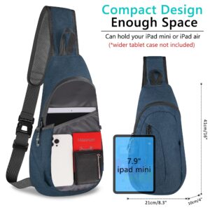 TITECOUGO Small Sling Bag Lightweight Crossbody Bag for Women Men Hiking Backpack Travel Shoulder Bags Chest Daypack for Gym Work Casual Cycling Sports Z1-canvas, Dark Blue