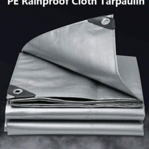 THABATAD 12' x 30' Tarps Heavy Duty Waterproof, 10 Mil Silver Poly Tarp Cover, UV Resistant, Rip and Tear Proof Tarpaulin with Grommets and Reinforced Edges for Roof, Patio, Camping, Boat, Pool