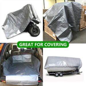 THABATAD 12' x 30' Tarps Heavy Duty Waterproof, 10 Mil Silver Poly Tarp Cover, UV Resistant, Rip and Tear Proof Tarpaulin with Grommets and Reinforced Edges for Roof, Patio, Camping, Boat, Pool