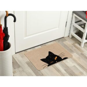 black cat door mat, funny cat welcome entrance floor mat, non slip family cat decoration indoor and outdoor entrance mat 29 x 17 inch rubber kitchen doormat for indoor outdoor holiday decoration