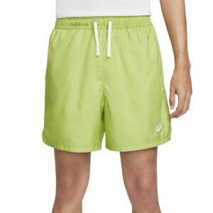 nike mens nsw woven flow shorts, vivid green/white, l regular us