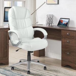 executive office chair pu leather computer chair with lumbar support modern high back adjustable ergonomic desk chair for home office white