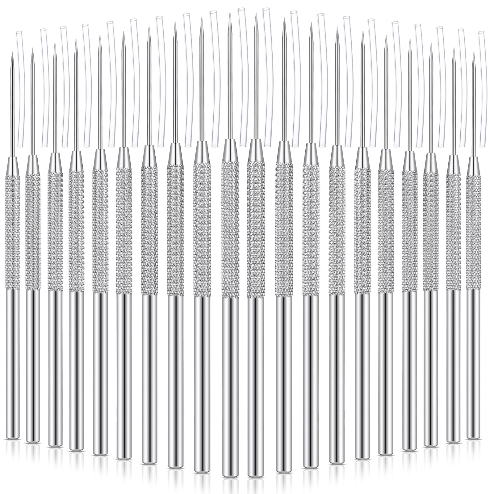 Lasnten Ceramic Needle Modeling Clay Carving Tools Stainless Steel Clay Needle Polymer Detail Pottery Tool Kit Pottery Sculpture Needle Supplies for Sculpting Carving Texture Art (50 Pcs)