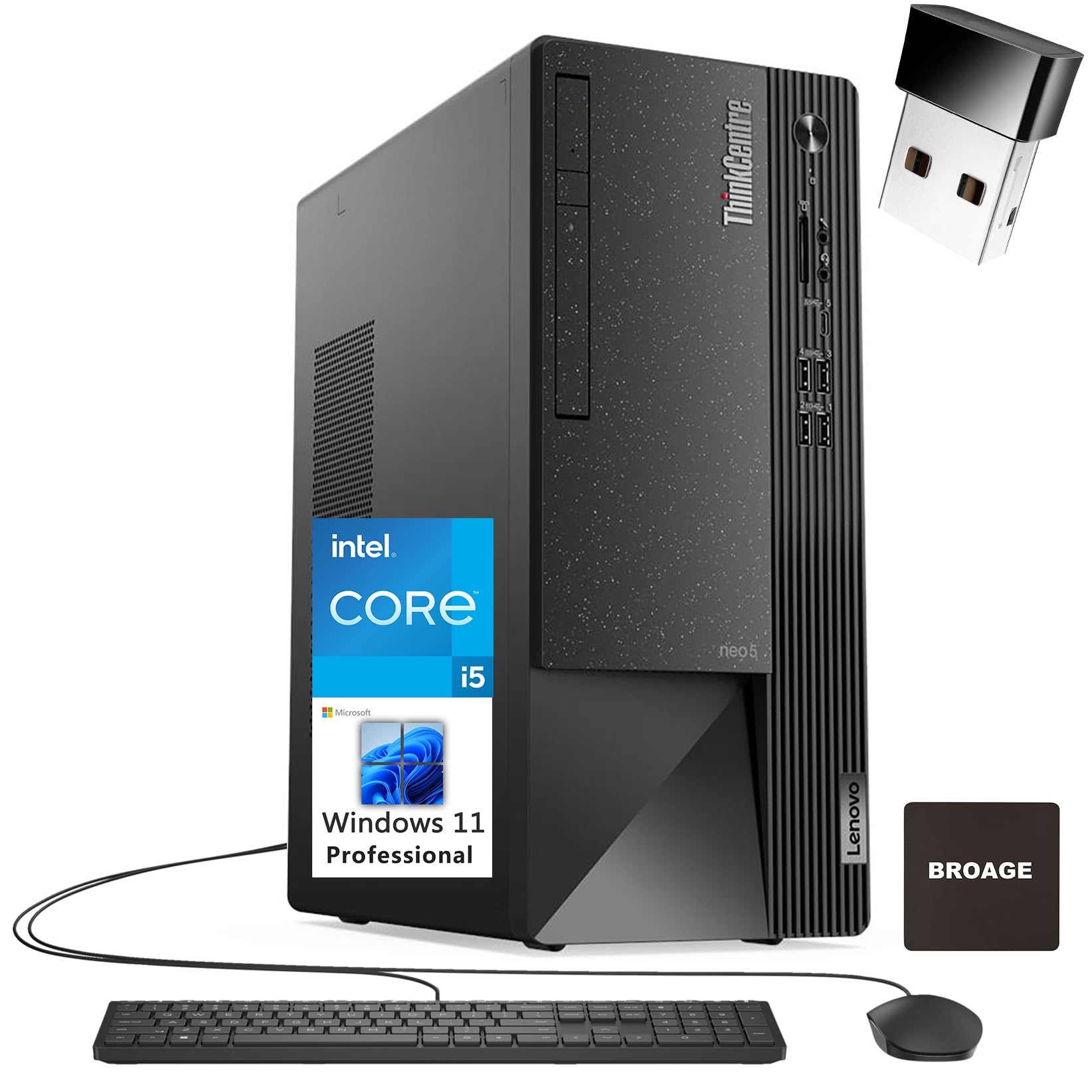 Lenovo ThinkCentre 50T Tower Business Desktop Computer, 12th Gen Intel Hexa-Core i5-12400 (Beat i7-11700), 64GB DDR4 RAM, 4TB PCIe SSD, DVDRW, WiFi Adapter, Ethernet, HDMI, Windows 11 Pro