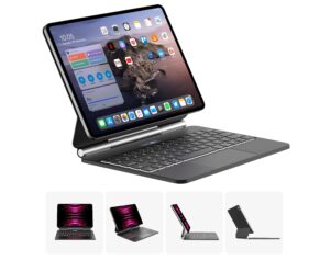 magic keyboard case compatible with ipad air 11-inch (m2) 2024, ipad pro 11(4th/3rd/2nd/1st) gen 2022, ipad 10.9-inch air 4/5th generation with battery display, magnetic smart keyboard folio black