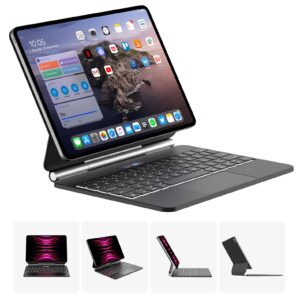 Magic Keyboard Case Compatible with iPad Air 11-inch (M2) 2024, iPad Pro 11(4th/3rd/2nd/1st) Gen 2022, iPad 10.9-inch Air 4/5th Generation with Battery Display, Magnetic Smart Keyboard Folio Black