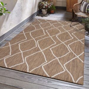 adiva rugs outdoor indoor area rug, weather resistant, easy to clean, stain resistant floor mat for dining room, backyard, deck, patio (wooden, 5' x 7')