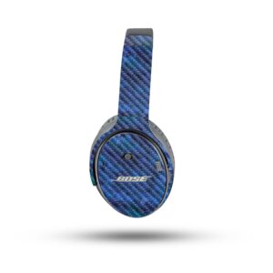 mightyskins carbon fiber skin compatible with bose quietcomfort 35 ii headphones - blue ice | protective, durable textured carbon fiber finish | easy to apply, remove, and change styles