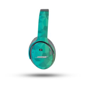 mightyskins skin compatible with bose quietcomfort 35 ii headphones - blue green polygon | protective, durable, and unique vinyl decal wrap cover | easy to apply