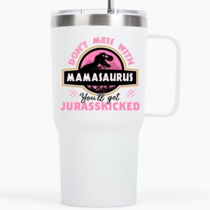 KLUBI Mother Gifts for Mom - Mamasaurus Cup 20 Ounce Mom Cups With Lid and Straw Postpartum Gifts for Mom Cups Tumbler Gifts for Mom Birthday Gifts for Mom Birthday Present for Mom Tumbler Cup