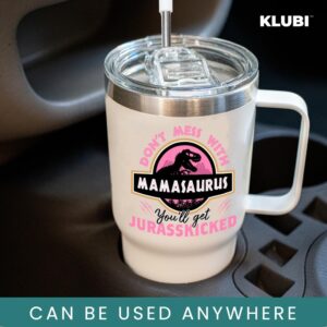 KLUBI Mother Gifts for Mom - Mamasaurus Cup 20 Ounce Mom Cups With Lid and Straw Postpartum Gifts for Mom Cups Tumbler Gifts for Mom Birthday Gifts for Mom Birthday Present for Mom Tumbler Cup