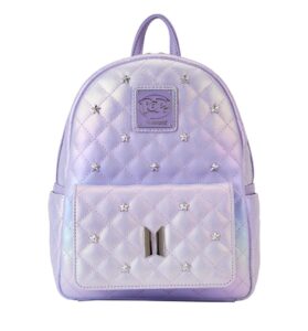 loungefly bts logo iridescent purple mini backpack