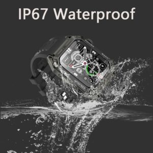 FILIEKEU Military Smart Watch Men 1.91”HD Big Screen Rugged Bluetooth Call Outdoor Waterproof Smart Watch Man Tactical Sports Fitness Tracker Black Stainless Steel Smartwatches for Android iOS