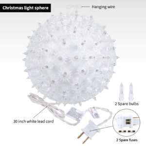 6” Christmas Starlight Sphere Outdoor Clear Lighted Ball Hanging Lights 100 Replaceable Bulbs for Xmas Indoor Party Wedding Home Commercial Decorations, Stackable Plug