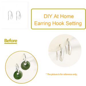 2 Pairs 925 Sterling Silver Earring Hooks Fish Ear Wires Hooks Smooth Dangle Earrings Component for DIY Jewelry Making Craft for Women(Platina Color)