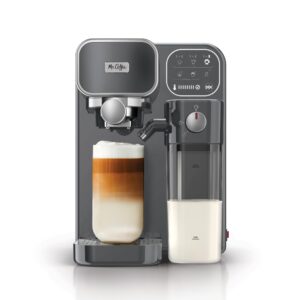 mr. coffee prima latte luxe, single/double shot espresso, cappuccino, latte machine with optimized frother and convenient one-touch control panel