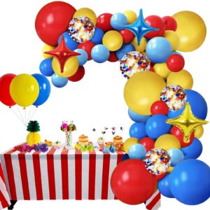 carnival circus balloons arch garland kit,red blue yellow confetti balloons primary color balloons for baby shower wedding anniversary carnival theme birthday party decorations