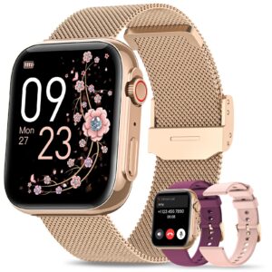 smart watches for women, 1.91" hd fitness tracker watch with blood pressure/heart rate monitor, bluetooth 5.3 make calls smart watch for android/ios phones, ip68 waterproof fitness watch for women