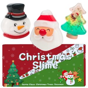 3 pack christmas butter slime kit for kids, slime kit for girls & boys, with santa, xmas tree, snowman, party favors & putty fun