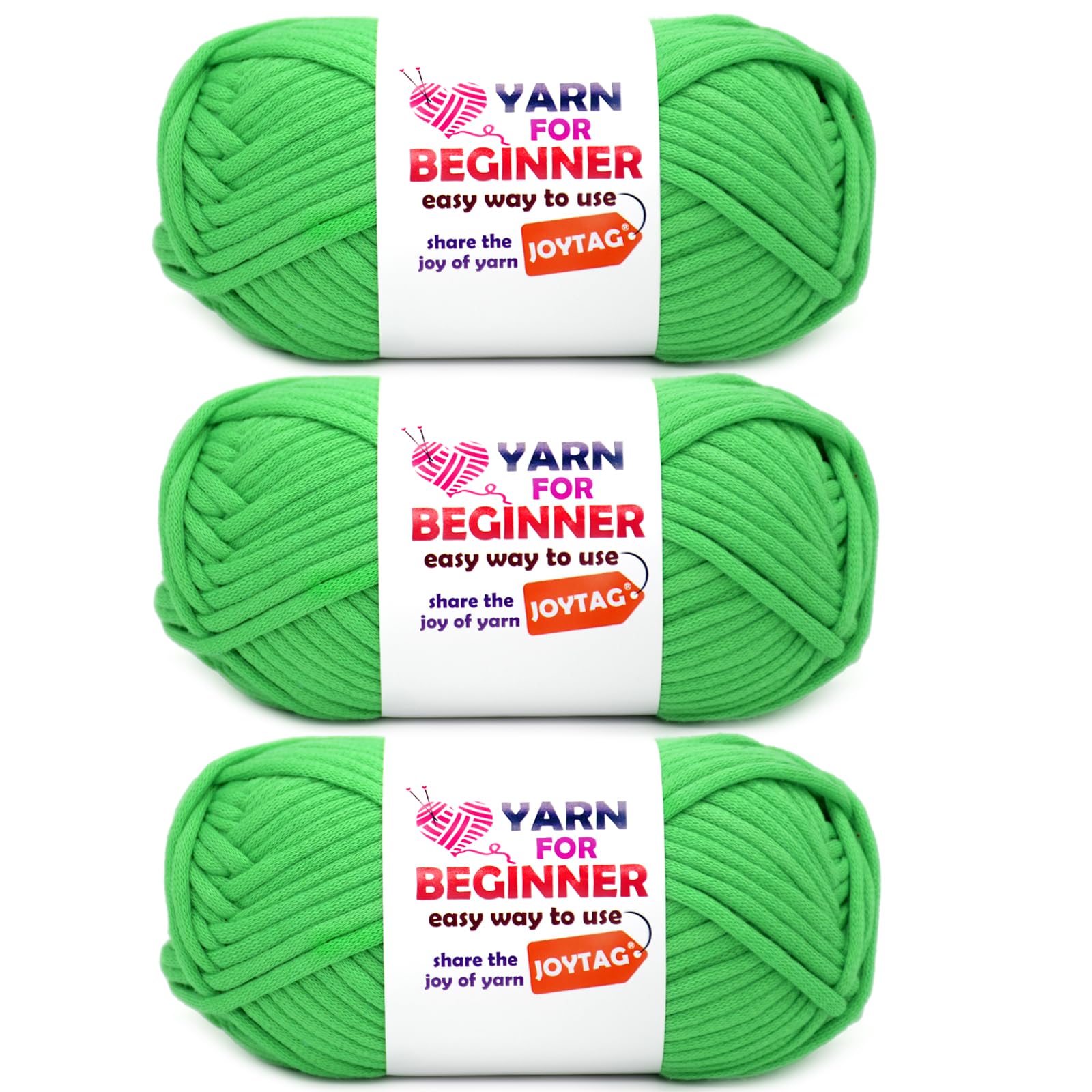 Christmas Green Yarn for Crocheting and Knitting Cotton Crochet Knitting Yarn for Beginners with Easy-to-See Stitches Cotton-Nylon Blend Easy Yarn for Beginners Crochet Kit(3x50g)