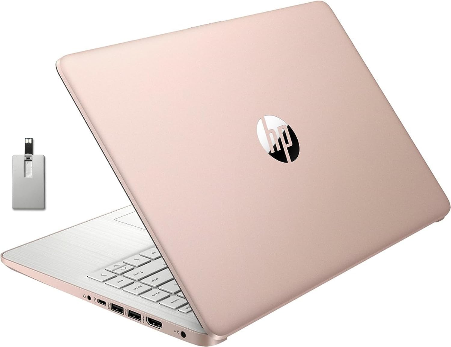 HP Premium Stream 14" HD BrightView Laptop, Intel Celeron N4120, 8GB RAM, 64GB eMMC, Intel UHD Graphics, HD Webcam, 1 Year Office 365, Bluetooth, WiFi, HDMI, Win 11s, Gold, 32GB Hotface USB Card