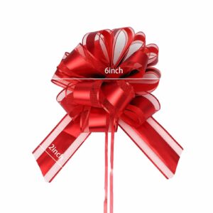 GAKA 10 Pieces Red Pull Bow, Large Pull Bows for Wrapping Gift or Flower Baskets Decorations, Christmas Valentine's Day Various Party Gift Flower Decorations