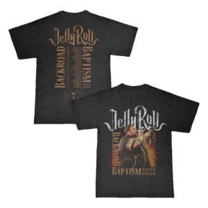 marllegebee jelly roll t-shirt backroad baptism tour photo tee crewneck short sleeve black cotton top hip hop clothes (black,xx_s)