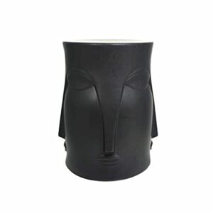 xaronf matte black ceramic drum stool with four faces, creative mask porcelain stool, shoe-changing dressing stool, suitable for balconies and open-air gardens.